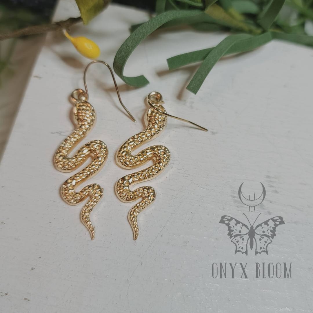 Rose Gold Snake Earrings – Onyx Bloom